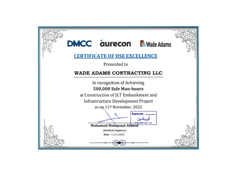 500,000 Safe Man-hours at Construction of JLT Embankment Infrastructure ...